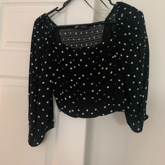 Zara | Tops | Zara Polka Dot Crop Top | Poshmark